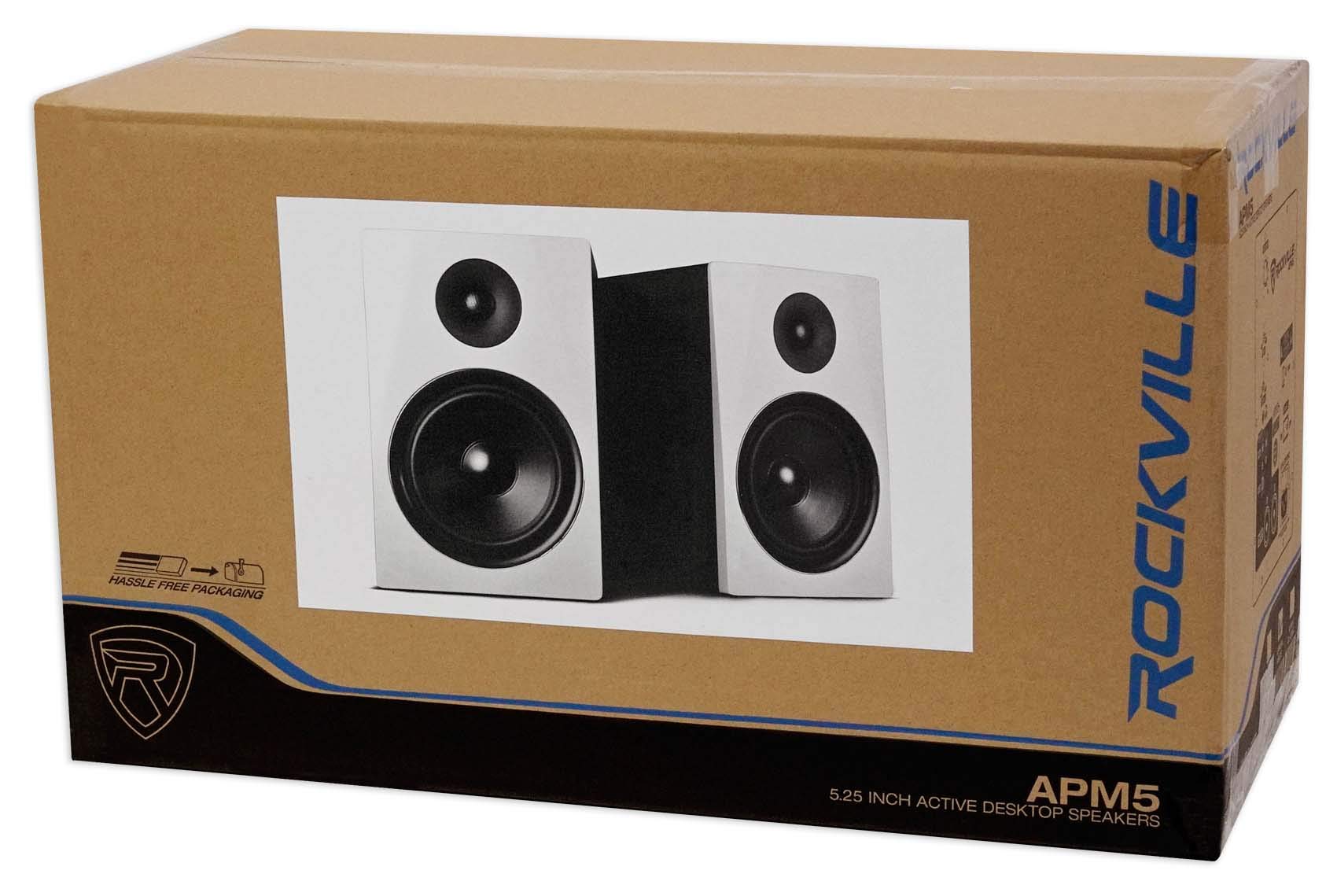 Rockville 2-Way 250W Active/Powered USB Studio Monitor Speakers Pair, 5.25 inch (APM5W)