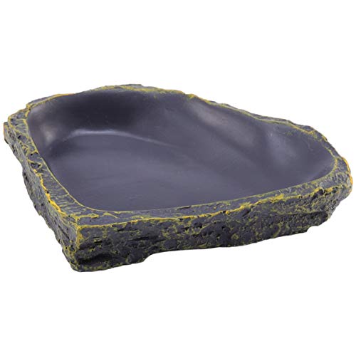 POPETPOP Reptile Food Dish Terrarium Water Bowl Food Feeding Plate Container Drinking Water Tray Resin for Snake Tortoise Frog