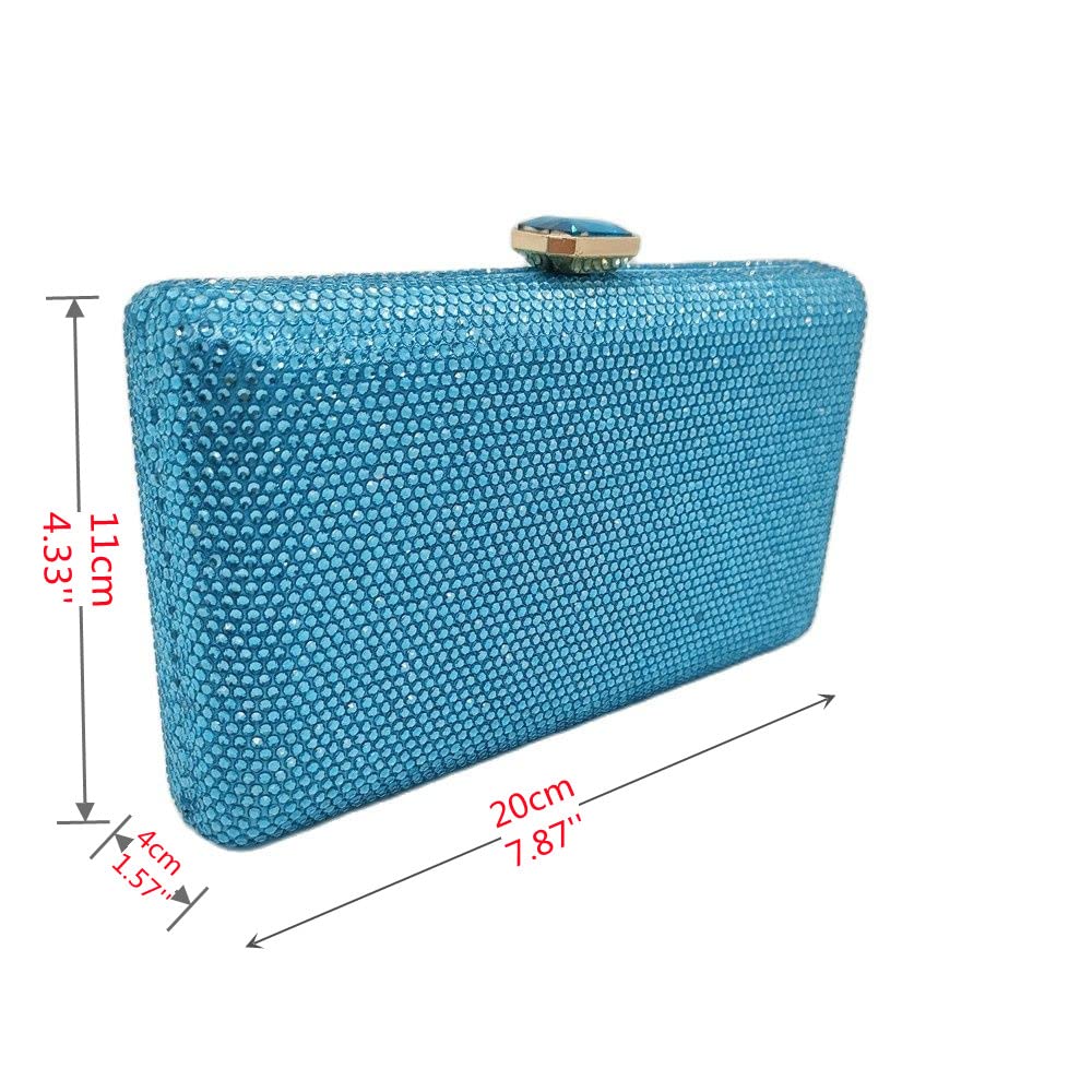 DG PEAFOWL Elegant Crystal Evening Bags Wedding Handbags Bridal Purse Women Box Clutch (sky blue)