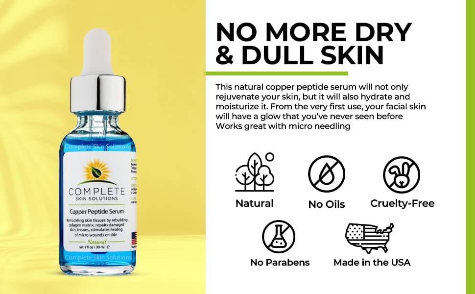 Copper Peptide Face Serum Collagen - With Anti Aging Skin Solutions Properties:1oz/30ml Anti-Wrinkle Formula For Youthful Skin