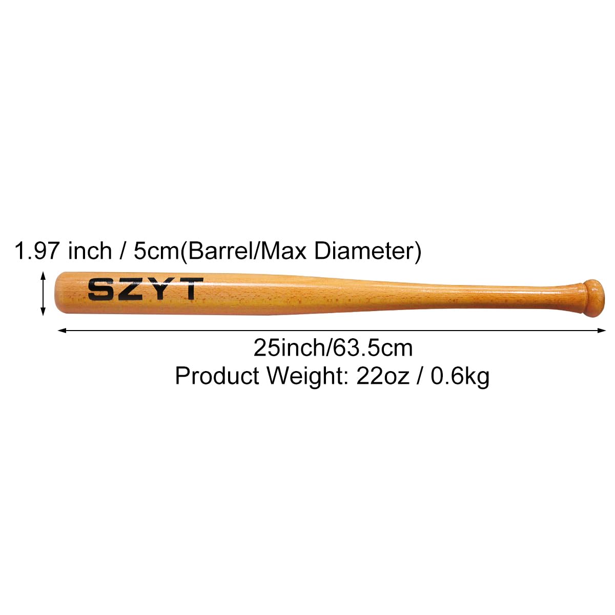 SZYT 25 inch Wood Baseball Bat Self-Defense Softball Bat Home Defense Lightweight Yellow