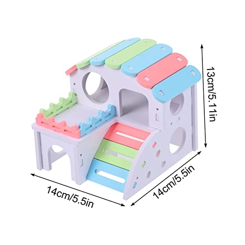 Ipetboom 2 pcs Mini Colorful Sleeping Play Exercise Houses Climbing Hamster Cabin Small Chic Funny Guinea Hut Habitat Chew Toys and Chews with Nest Cage Gerbil Hideouts Hideaway Rat Animal