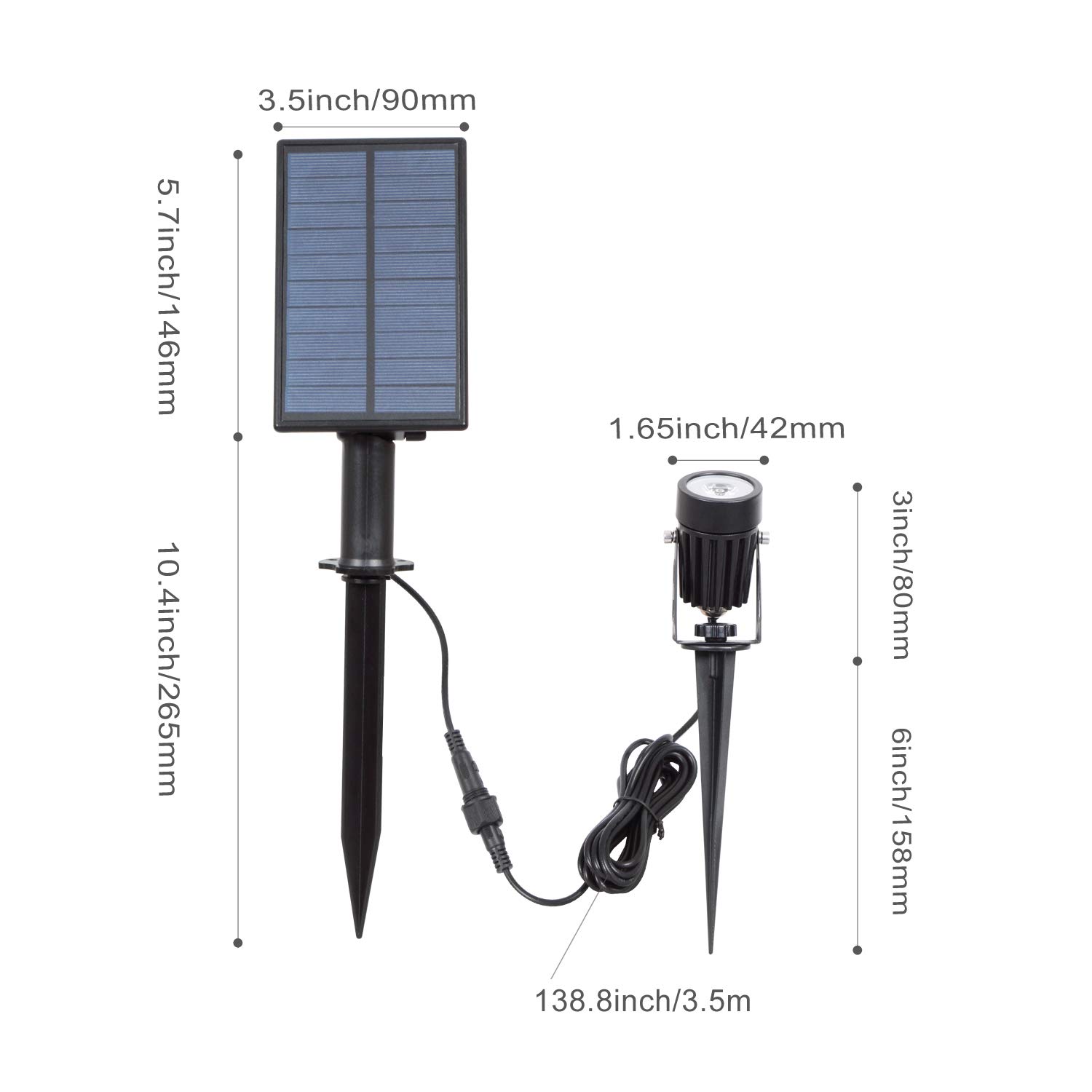 T-SUN Solar Spotlights, Outdoor LED Solar Lights, Waterproof Auto ON/Off Solar Wall Lights for Garden,Driveway, Pathway, Pool Area(White)