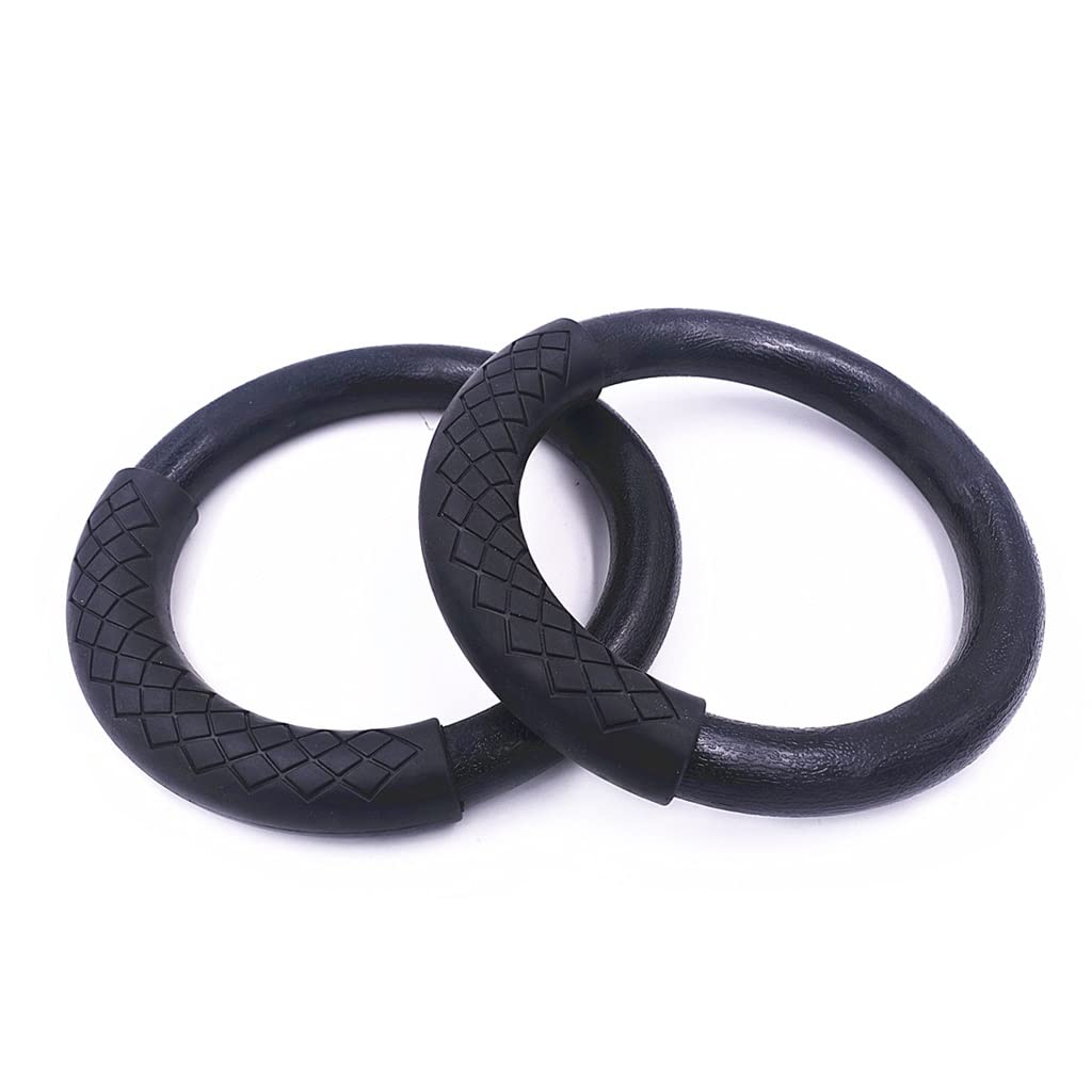 DHTDVD ABS Gym Rings Gymnastics Rings with Adjustable Webbing Straps Foam Handle for Muscle Exercise Fitness Pull Ups Training