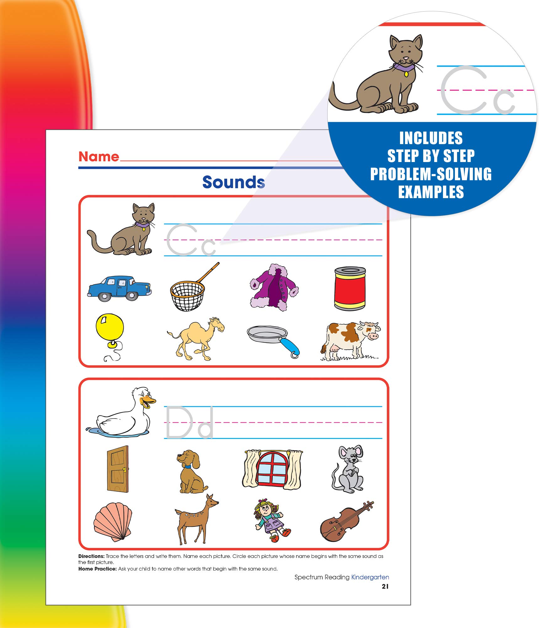 Spectrum Reading Comprehension Kindergarten Workbook, Ages 5 to 6, Kindergarten Reading Comprehension, Letters and Sounds, Word Recognition, Sight Word Activities, and Phonics - 166 Pages