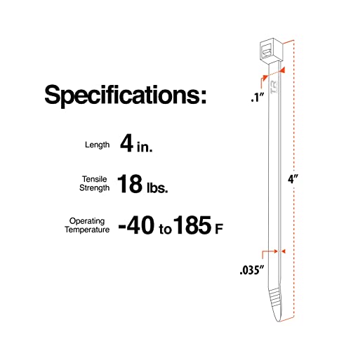 TR Industrial Multi-Purpose UV Resistant Black Cable Ties, 4 inches, 100 Pack