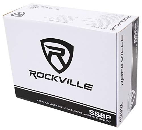 Rockville SS8P 400 Watt Slim Under-Seat Powered Car/Truck Subwoofer Sub+Amp Kit Black