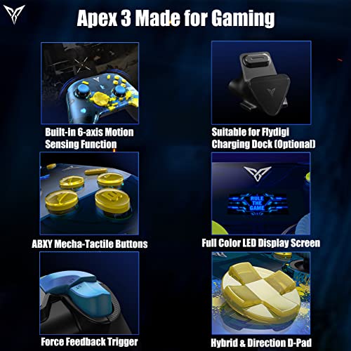 FLYDIGI Apex 3 Elite Gaming Controller, Force Feedback Trigger, Full-Color LED Display, Multi-Platform Controller for Windows PC, Android, IOS, TV Box Ect (Aerospace Edition)