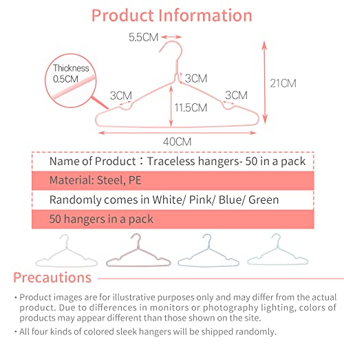 Traceless Hangers Clothes Hangers 50 Pack-Random Color,Coat Hangers, No Shoulder Bump Suit Hangers