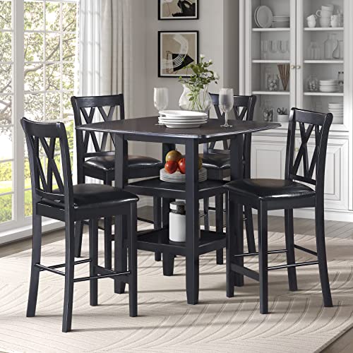 Lexicon Skyway 5-Piece Counter Height Dining Set, Black