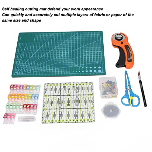 Fabric Cutter Set, Stainless Steel Fine Workmanship Replaceable Blade Practical Rotary Cutter Set with Storage Bag for Card for Cloth for Cut Paper