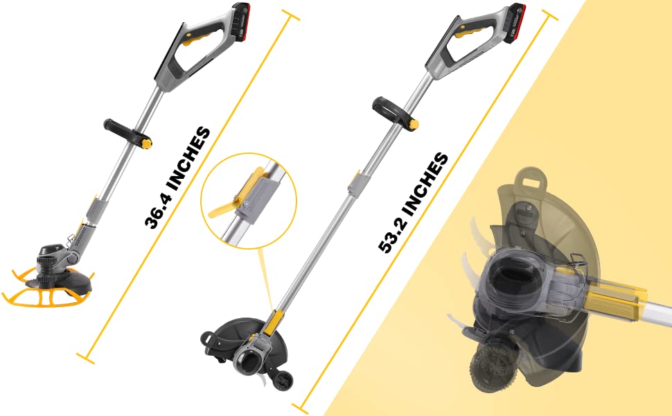 PATIOX Weed Wacker Cordless, Electric Weed Trimmer Rechargeable 3 in 1, One 2.5 Ah Battery Powered Weed Whacker Cordless 20V Grass Edger Trimmer with Blade and Charger (One Battery)