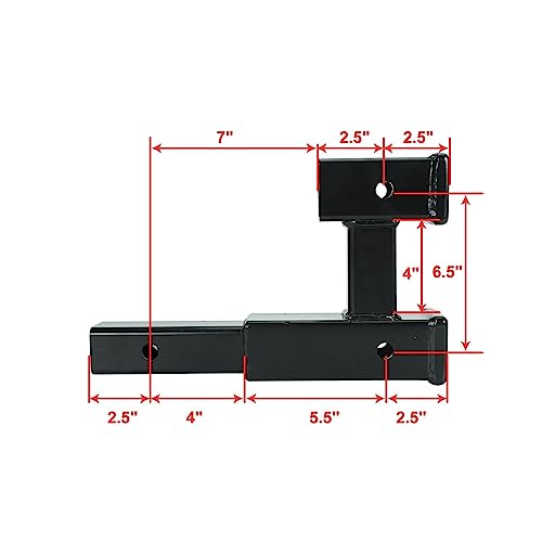 Trailer 2 inches Dual Hitch Receiver Adapter Extension 9-1/2 inch for Towing Bicycle Rack,GTW 5,000 lbs,with Pin and Clip
