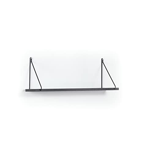 HT Design Palmer Floating Wall Decor Wall Mounted Rustic Decorative Hanging Metal Bracket Single Shelf for Books, Black