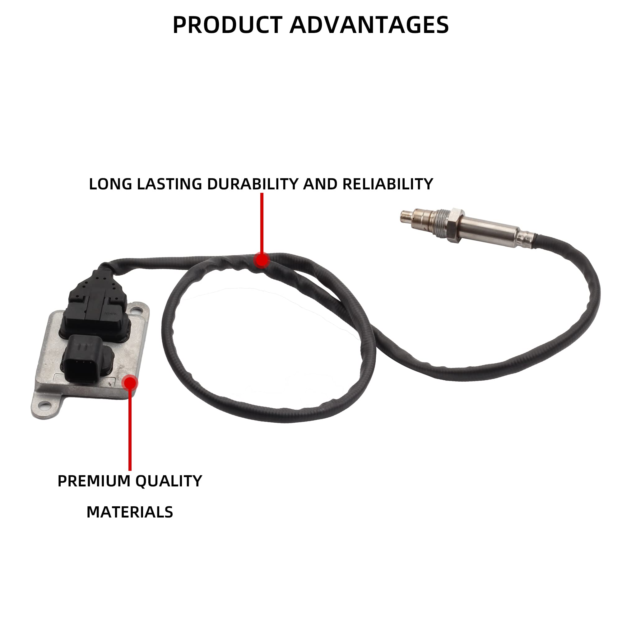 Dasbecan 12671388 NOX Sensor Downstream Nitrogen Oxide Sensor Compatible with 2010-2014 Chevy Express GMC Savana 2500 3500 4500 Sierra Silverado 2500 HD 3500 HD 6.6L Diesel Replace12669595 5WK96645H
