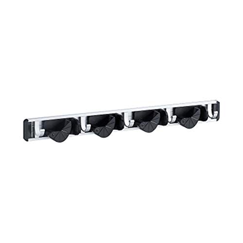 IHIPPO Broom Mop Holder Mop Broom Holder Wall Mount Pantry Organization and Storage Garden Kitchen Tool Organizer Wall Hanger for Home Goods (4 Positions with 5 Hooks) for Toilet Garage