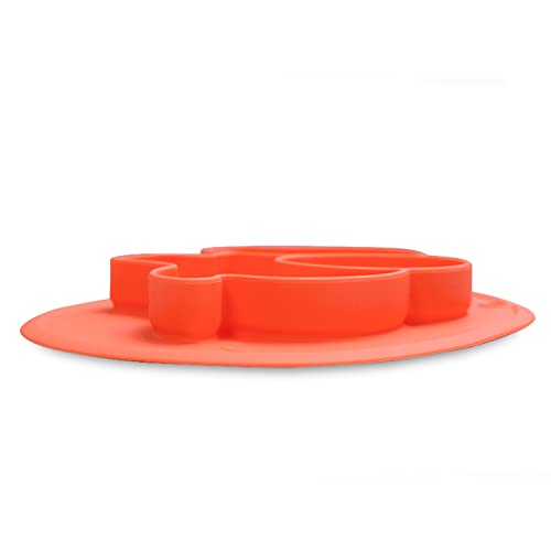 TRUMPETIC Elephant Silicone Suction Plate With Hanging Hole, Divided Toddler Plates, Skidproof & Unbreakable, BPA Free, Dishwasher Microwave Safe (Orange)