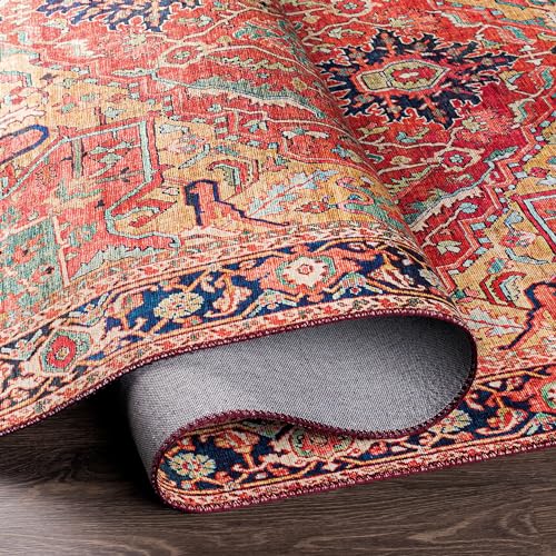 Livabliss Alfons Medallion Oriental Area Rug,7'6" x 9'6",Red/Gold