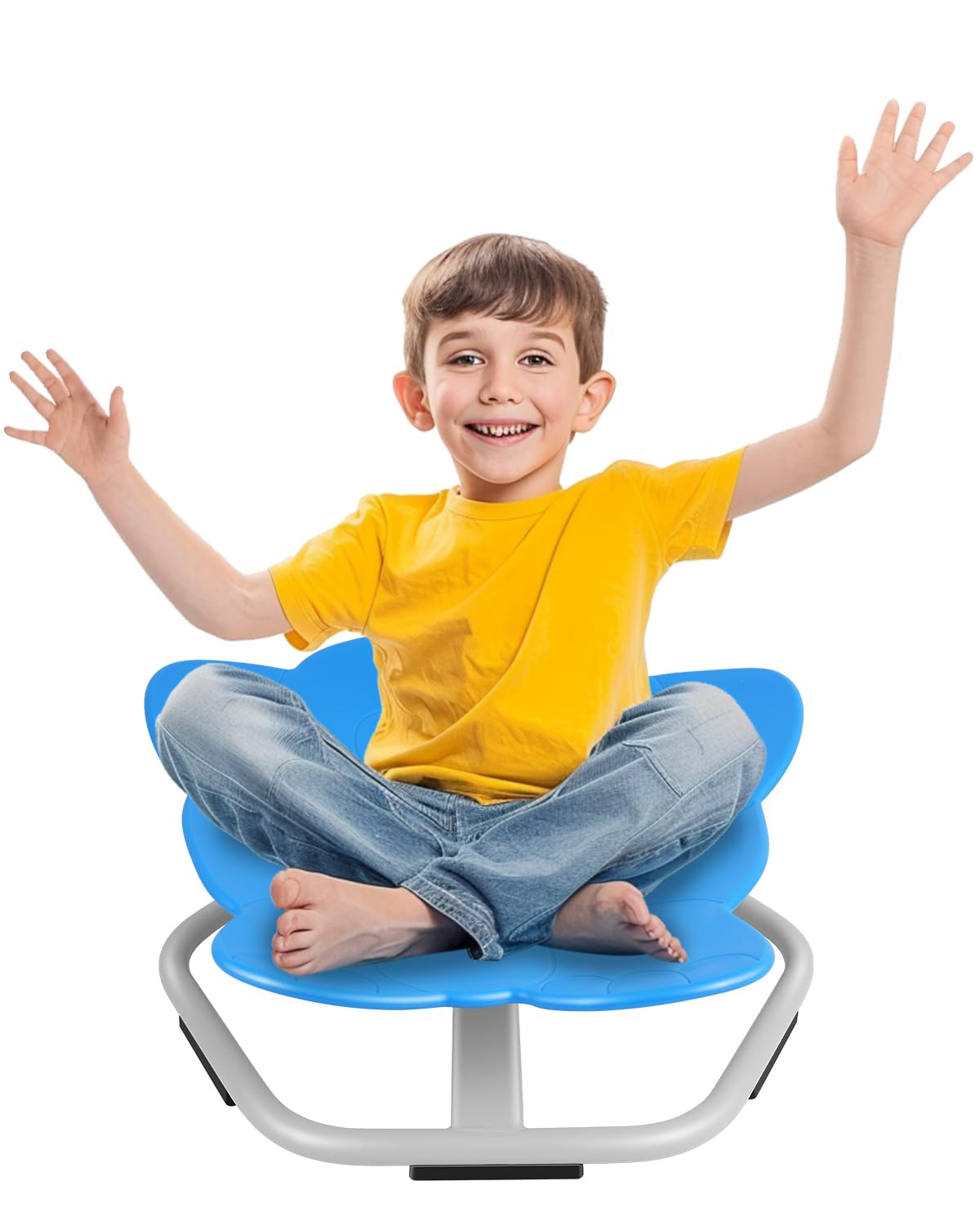 FAHKNS Autism Sensory Spinning Chair, Dark Bule Elephant Kids Swivel Chair for Kids Age 3+, Sit and Spin Sensory Chair for Toddlers Overcoming Social Phobia Non-Slip Metal Base