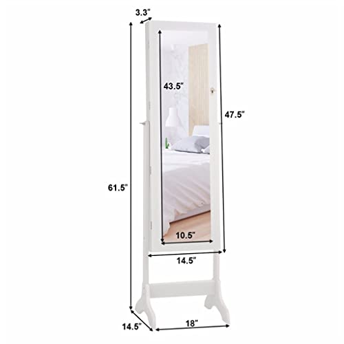 IRDFWH Lockable Jewelry Wardrobe Storage Organizer Box With Drawers White Home Furniture