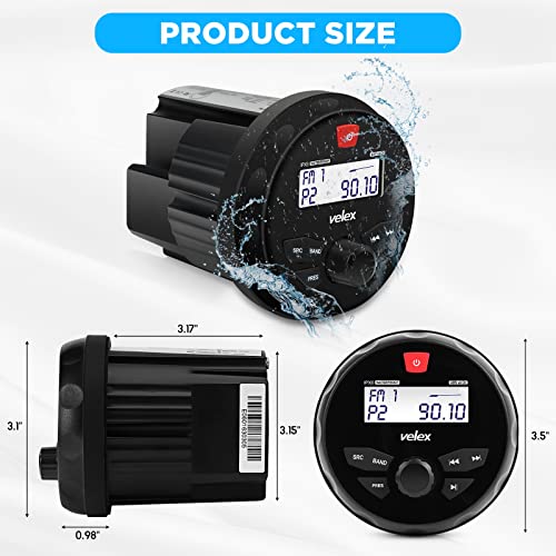 Marine Radio Marine Stereo Bluetooth Boat Stereo Gauge Style Round Stereo System Boat Radio