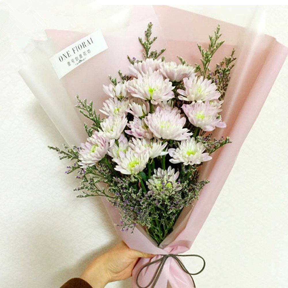 Korean Style Flower Wrapping Paper Floral Bouquet Gift Packaging Supplies Multi Colors 20 Counts (white)