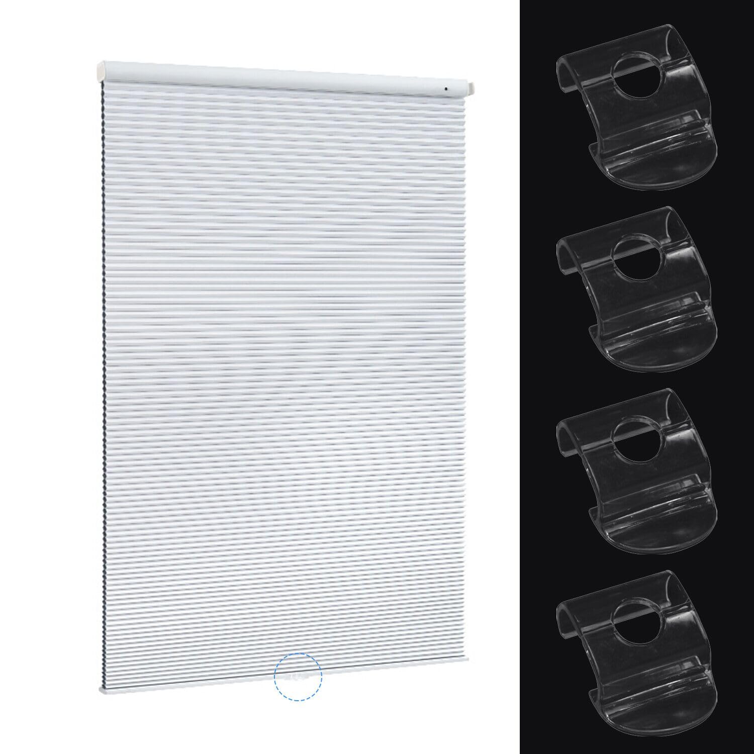 Cordless Pleated Window Shades Handle Clear Plastic Honeycomb Blinds Cellular Blind Roller Shade Lift Handles for Shades Bottom Rail or Rod