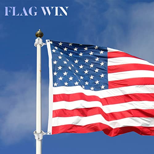 FLAG WIN Aluminum Alloy Flagpole Ring Set with Bearings 2 Pack, Anti Wrap 360°Rotating Flag Mounting Ring Spinning Flag Pole Kit with Carabiner for 0.71-1.00 Inch Diameter Flagpole(Silver)