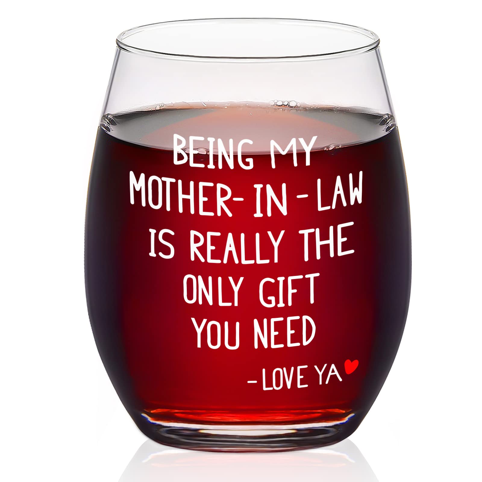 Futtumy Mother in Law Gifts, Mother-in-Law Stemless Wine Glass 15oz, Motherâs Day Gift Birthday Gift Christmas Gift for Mother in Law from Daughter in Law Son in Law
