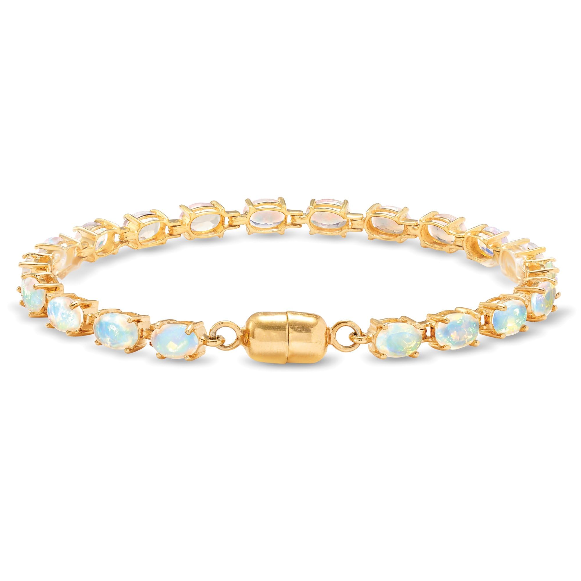 Ross-Simons Ethiopian Opal Tennis Bracelet in 18kt Gold Over Sterling. 7 inches