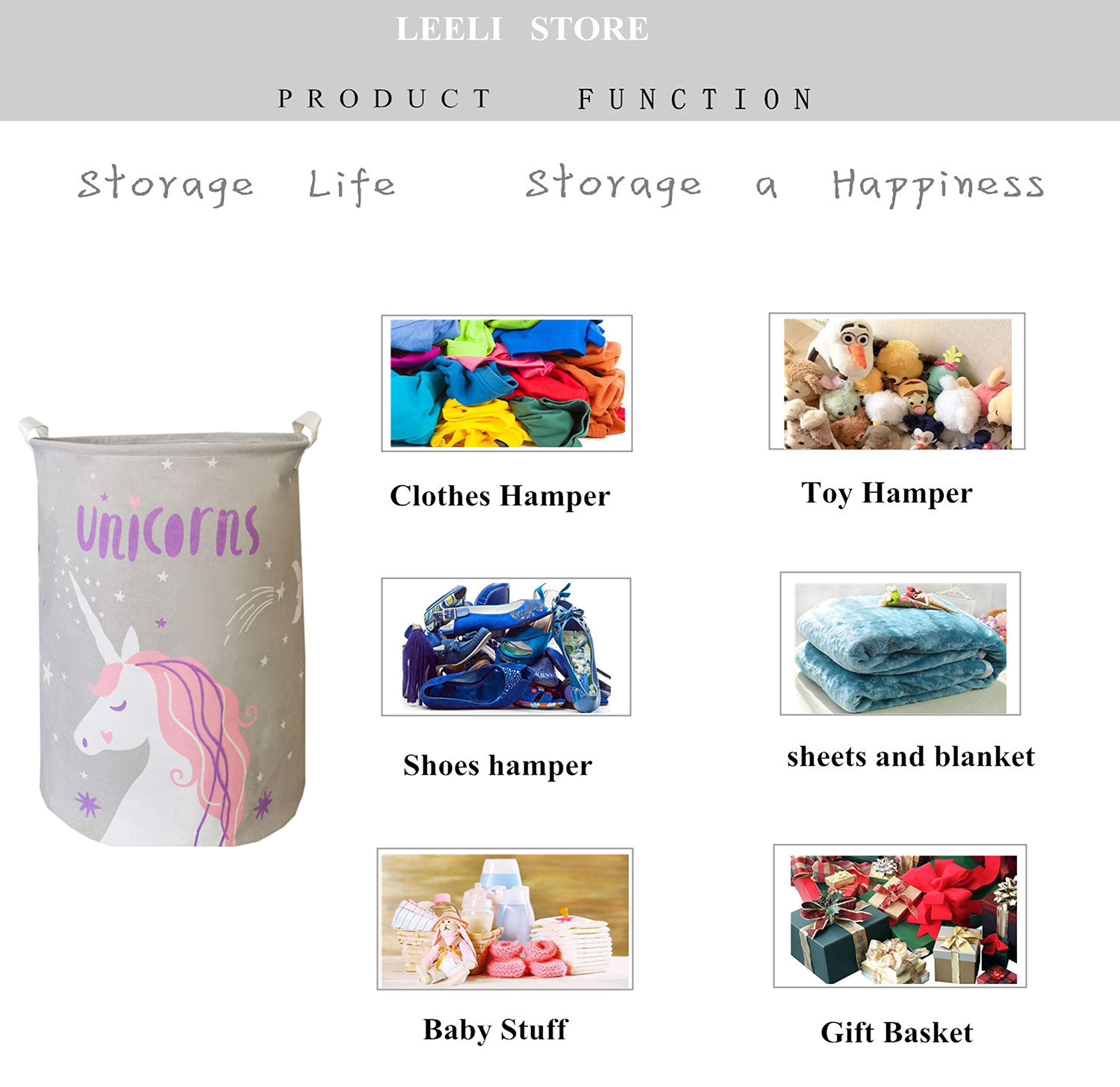 LEELI Laundry Hamper with Handles Collapsible Canvas Laundry Basket,Waterproof Storage Basket Home Organizer for Nursery,Clothes,Toys,Baby Hamper19.7×15.7(Pink Llama)