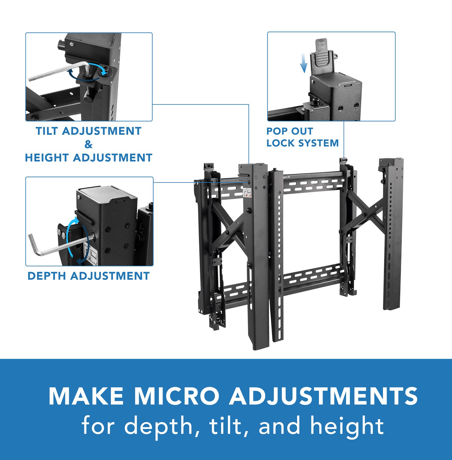 Mount-It! Pop Out Video Wall Mount, Digital Signage TV Menu Board Mount for 32 to 70" TVs, Up to VESA 600x400, Commercial Grade 154 Lbs Capacity