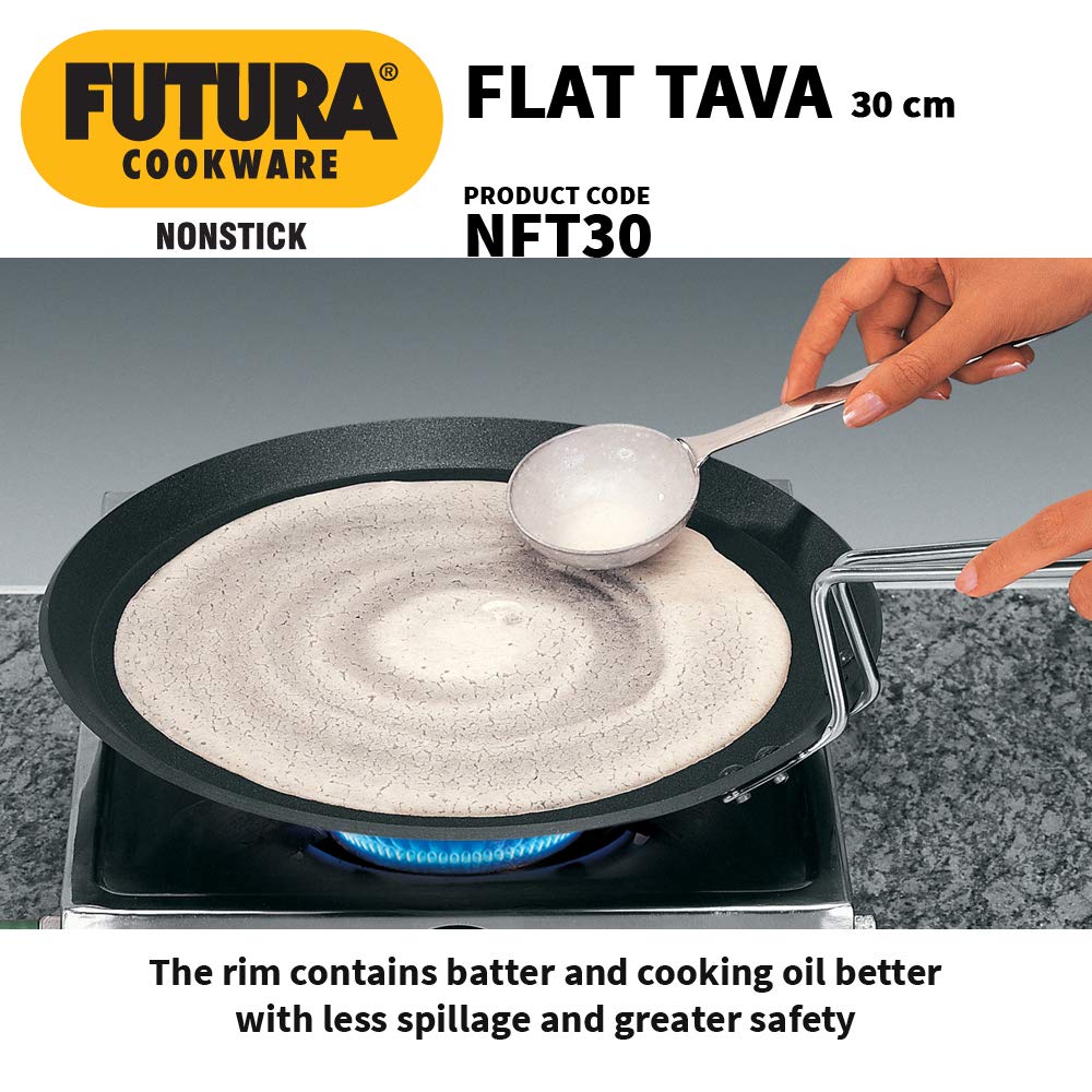 Futura Non-Stick Flat Tava Griddle, 30 cm, Black