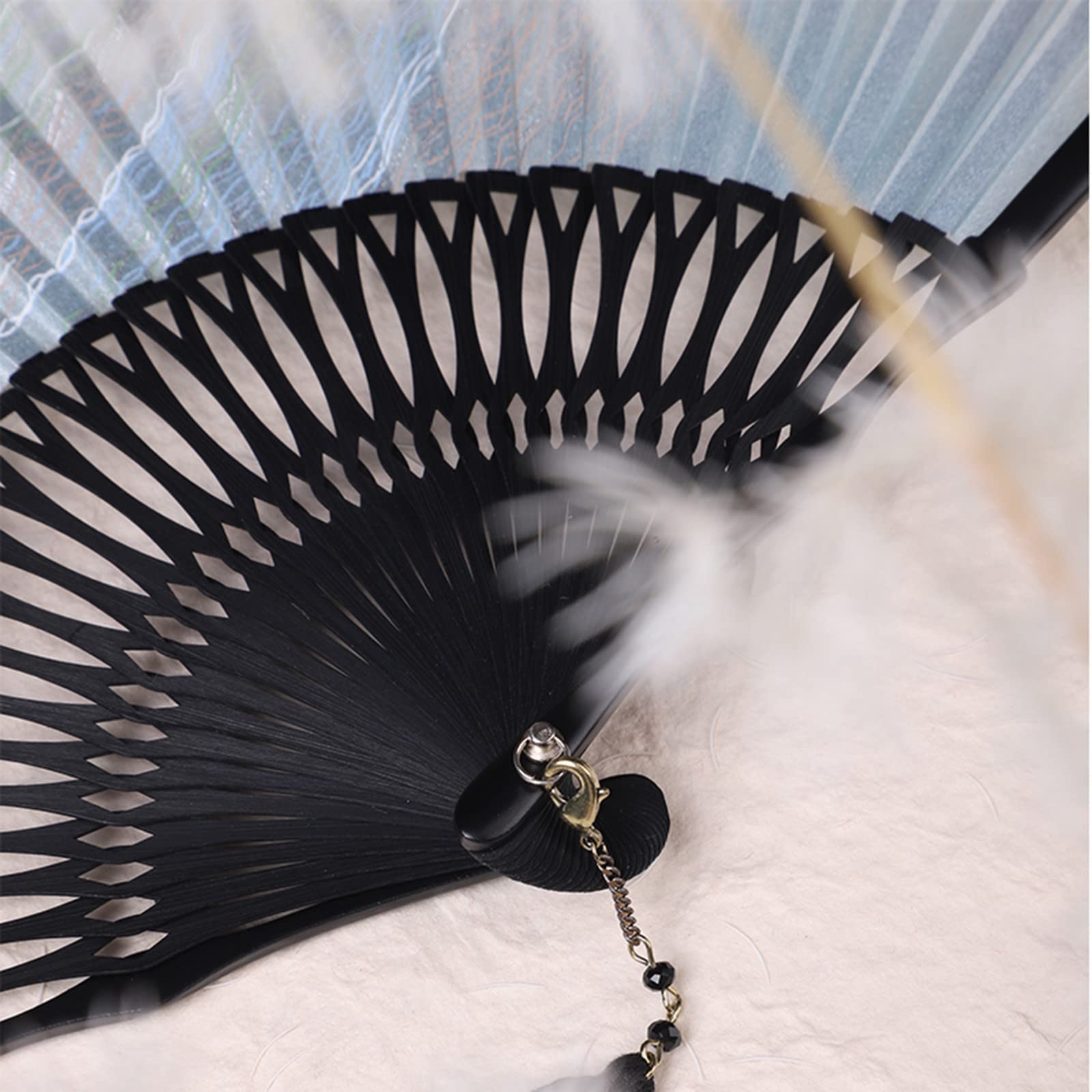 ERTUO Chinese Folding Fan Hand-held Fan Summer Ancient Fan Hanfu Cheongsam Accessories Retro Portable Folding Small Fan