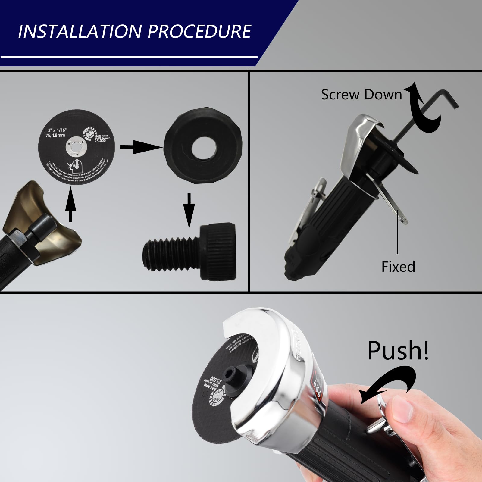 HYFN Air Cut Off Tool,2Pc 3-Inch Cutting Wheels,Cutoff Tool 20000RPM,Air Cutting Tool Wheel Protection,Air Tools Alloy Steel Complete,Pneumatic Cut Off Tool,Air Tool,Pneumatic Tool