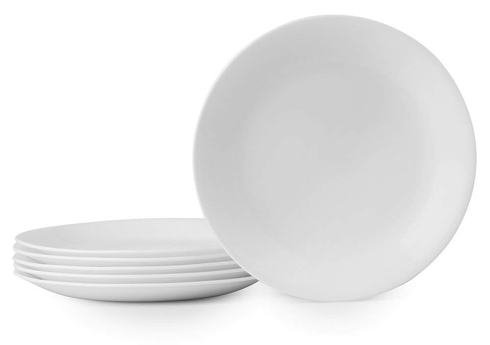 Corelle 18-Piece Dinnerware Set, Winter Frost White, Ceramic and Glass, Includes 6 Dinner Plates, 6 Appetizer Plates, and 6 Bowls, Lightweight and Easy to Handle