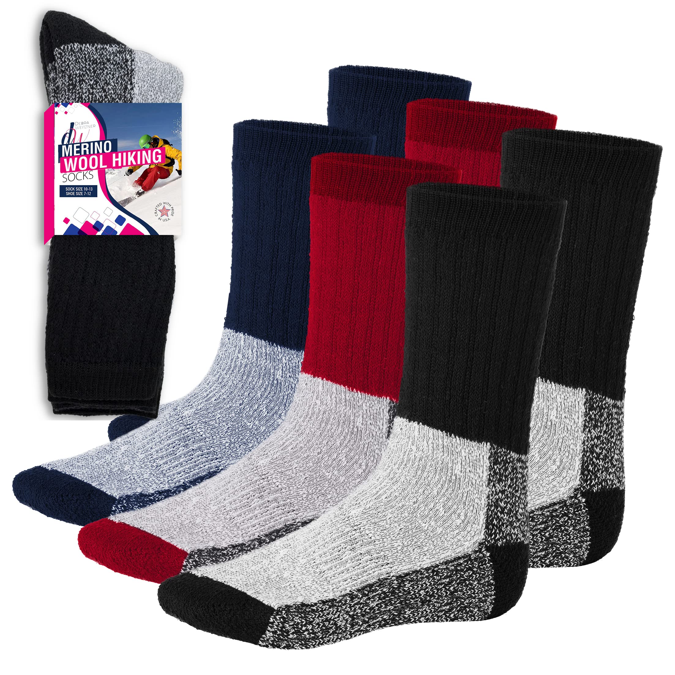Debra Weitzner Thermal Socks Merino Wool For Men and Women - Extra-Warm Winter Cold Weather Boot Socks (3 Pairs)