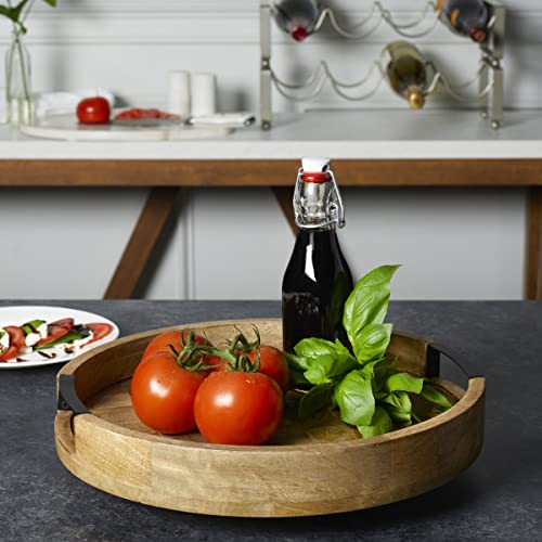 Gourmet Basics by Mikasa Avery Mango Wood Lazy Susan Serving Tray, 14 Inch, Brown