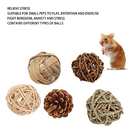 Hztyyier Bunny Chew Toy Rattan Ball Straw Rope Pine Cone for Pets Rabbits Birds Hamster Chinchilla