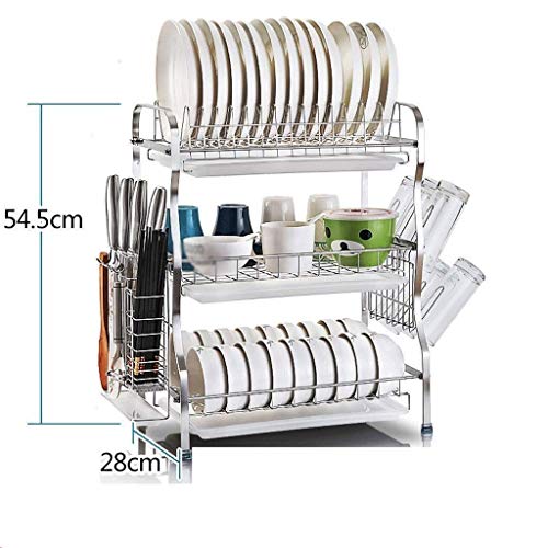SDGH Dish Rack Kitchen Rack Three-Tier Dish Rack Drain Rack Bowl Storage Box Drying Dish Rack Knife Rack Kitchen Storage Rack