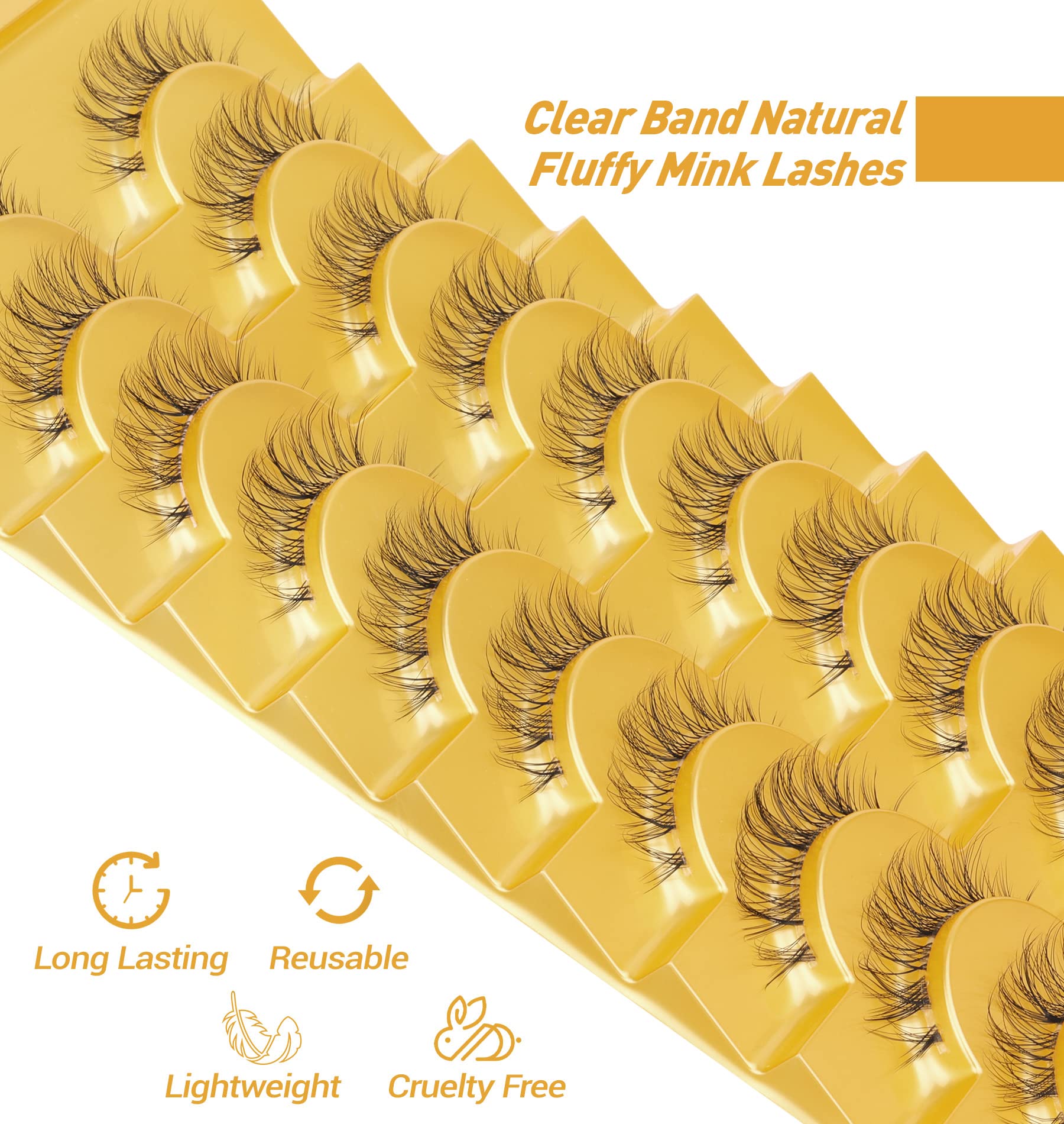 False Eyelashes Natural Look Clear Band Wispy Lashes Mink zanlufly Fluffy 3D Lashes that Look Like Extensions Soft Handmade Fake Eyelashes Lashes Pack