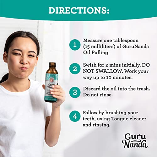 GuruNanda Coconut Oil Pulling with 7 Natural Essential Oils and Vitamin D, E, K2, Alcohol Free Mouthwash (Mickey D), Helps with Fresh Breath, Teeth Whitening, Gum Health (8 Fl. Oz x 3)