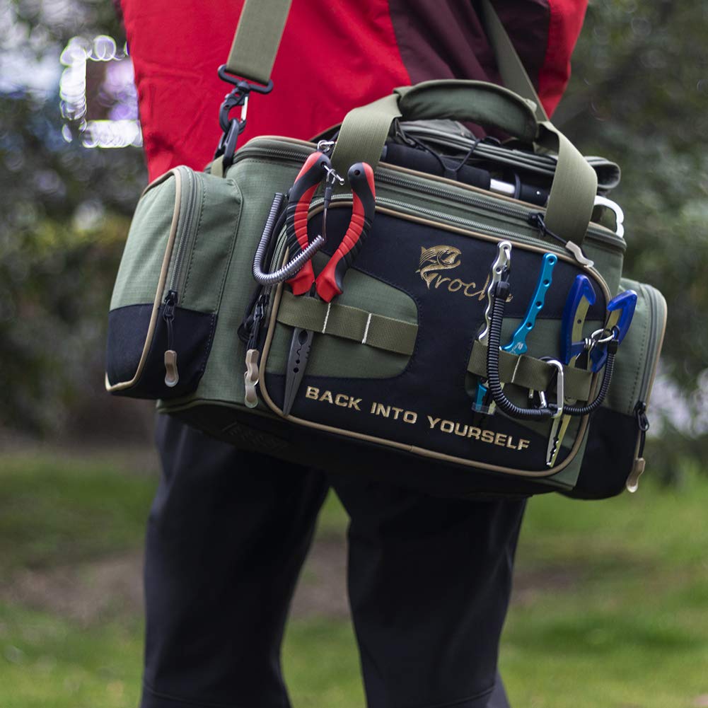 Croch Fishing Tackle Bags with 8 Trays Waterproof Tackle Bag Storage (Bag with 8 Trays)