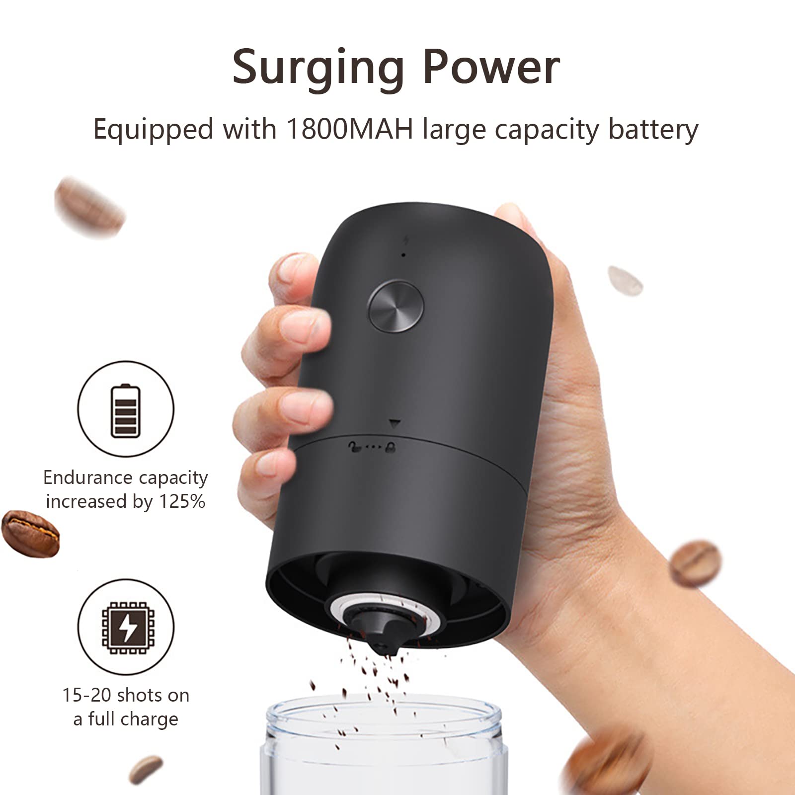 FXTNKYY Electric Ceramic Conical Burr Coffee Grinder ,Adjustable Grind Settings, Portable & Travel Friendly Whole Bean Mill,Grind Result Better Taste Coffee