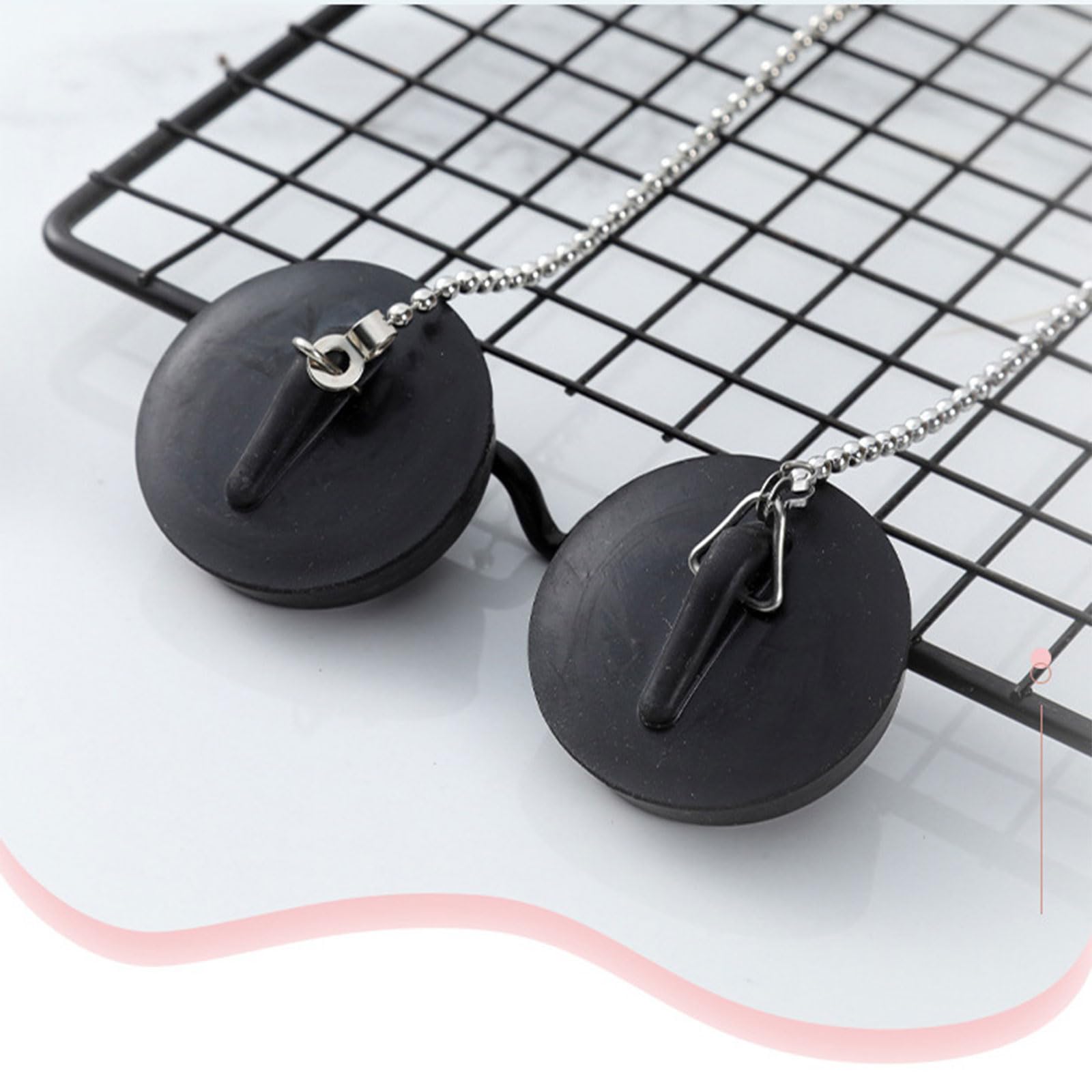 Gllehkt Universal Rubber Bath Plug with Chain Drain Stopper Handy Rubber Bath Plug for Kitchen & Bathroom Sinks 40mm Great