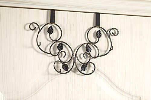 GUSUWOD Over The Door Metal Coat Rack Hook Hanger with 4 Hooks, Bronze, Set of 2