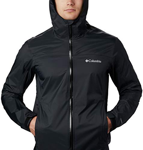 Columbia Men's EvaPOURation Rain Jacket, Waterproof and Breathable-, Black, Small