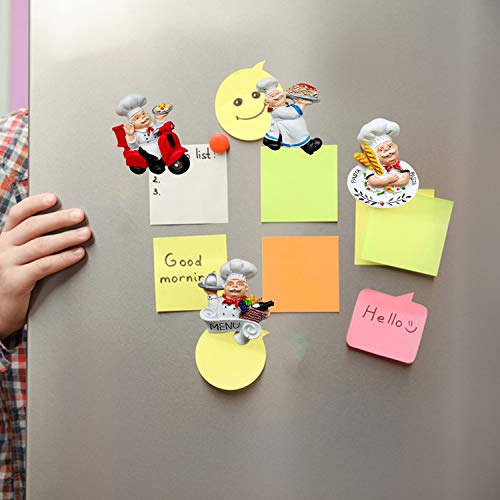 fzbali Italian Fat Chef Fridge Magnets Set of 4, Cute Chef Figurine Statue Decorations for Home Kitchen Restaurant, Funny 3D Resin Baker Refrigerator Decors Accessories