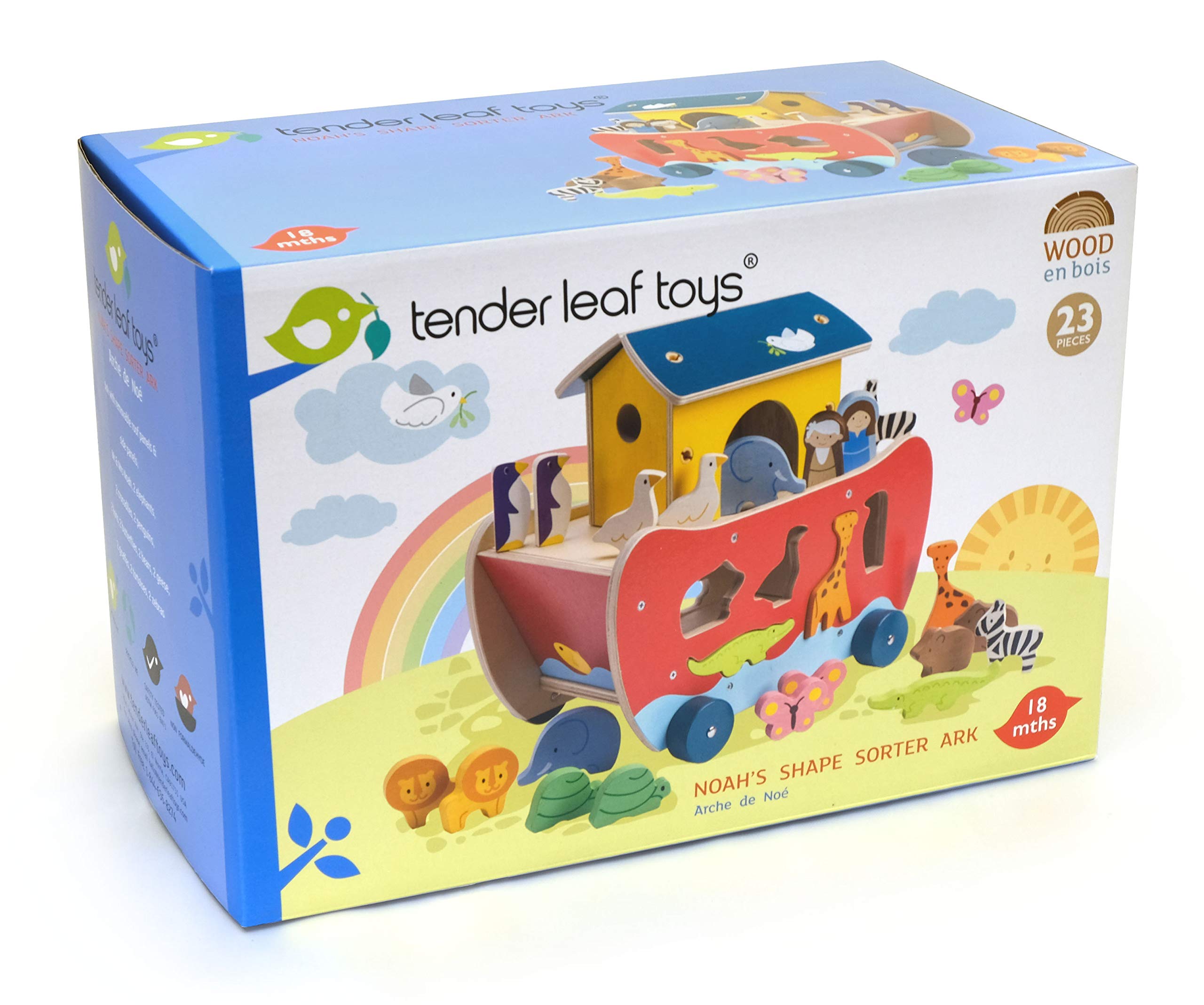 Tender Leaf Toys - Wooden Noah’s Ark Animal Shape Sorter Toy - Encourages Imaginative Play, Improves Recognition and Problem Solving Skills - 18M +