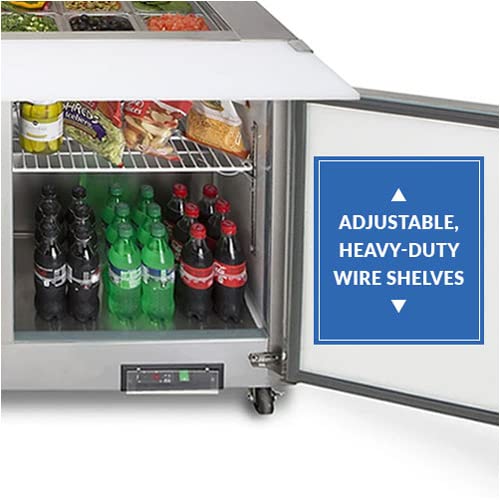 Kratos Commercial Refrigerator with Sandwich/Salad Prep Table - 2-Door, 60" W, Mega-Top Unit, 24 Pan Capacity (69K-808)